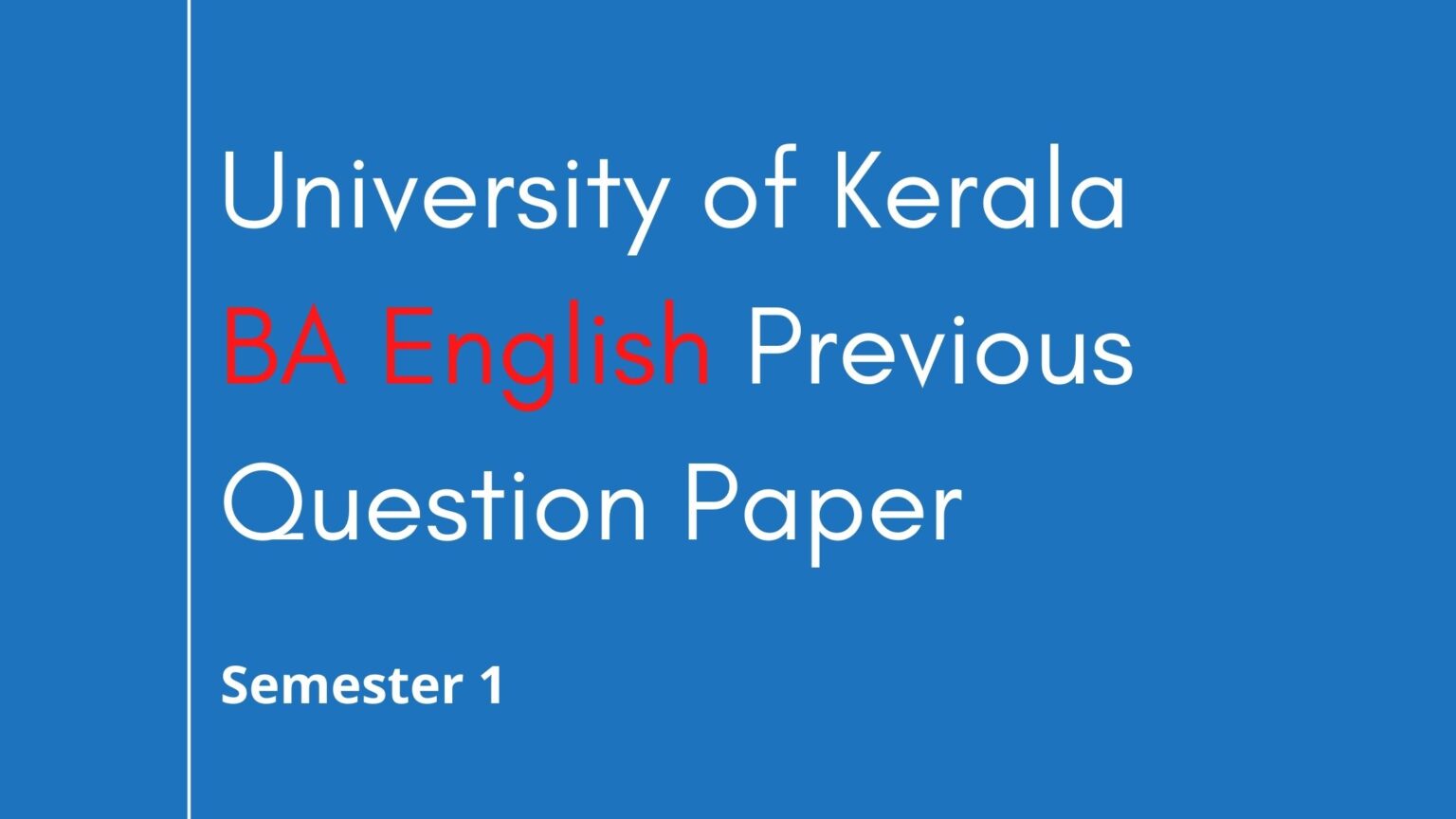 BA English Previous Year Question Papers Kerala University